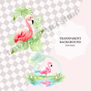 Flamingo SVG | Flamingos Watercolor Clipart Bundle | Summer Tropical ...