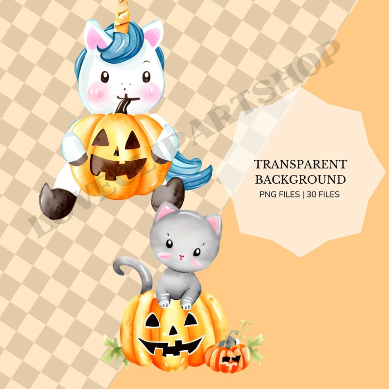 Halloween Clipart PNG | Clipart Halloween Bundle Set | Cute Animals Png ...