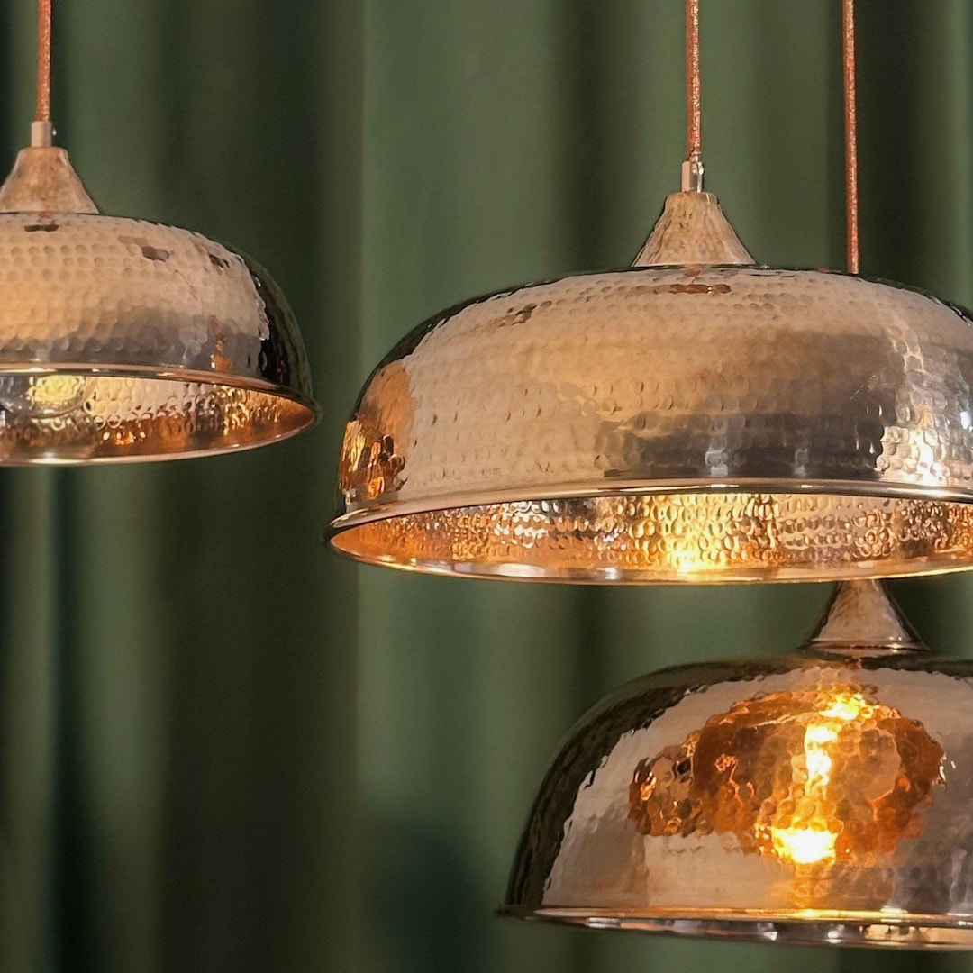 Solid Copper Pendant Light complete Set Handmade Farmhouse Copper ...