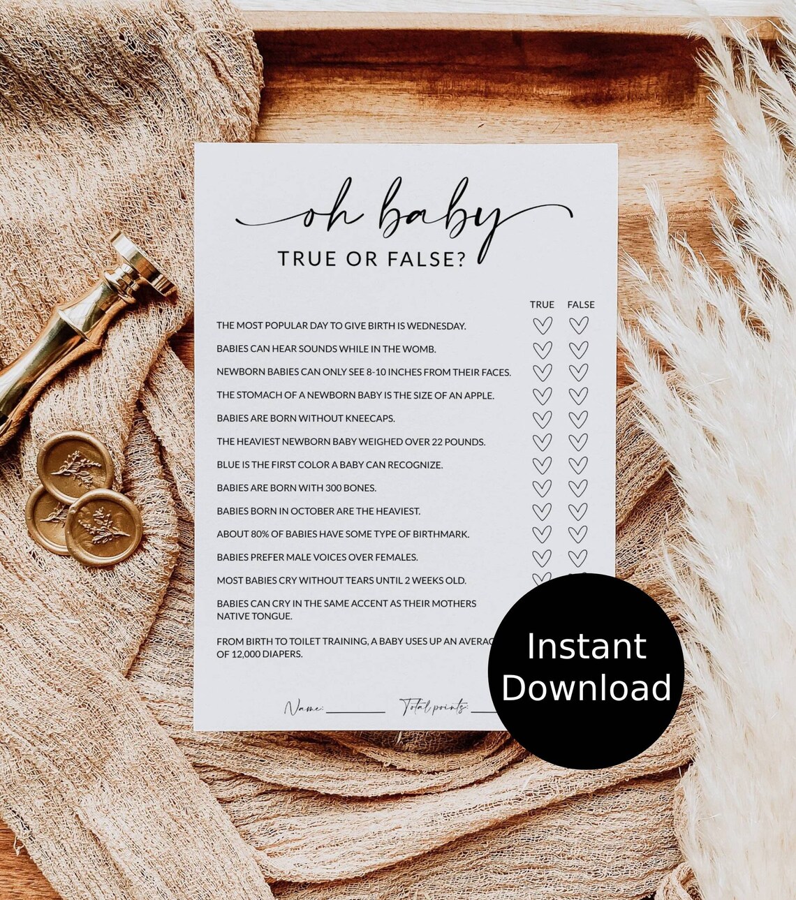 Oh Baby Card Game / Baby Shower Game / Printable Card - Etsy