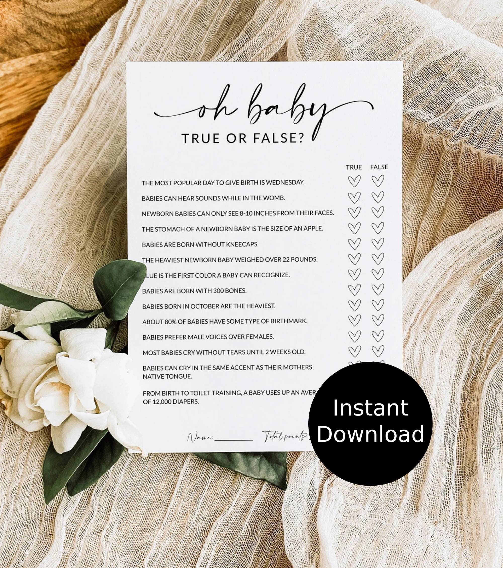 Oh Baby Card Game / Baby Shower Game / Printable Card - Etsy