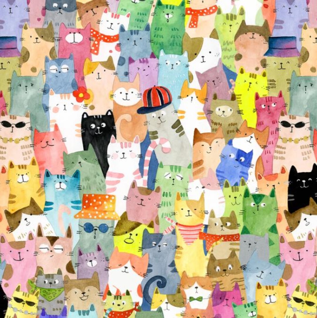 Multi Full of Purrsonality 100% Quilting Cotton Fabric 108" Wideback - Etsy