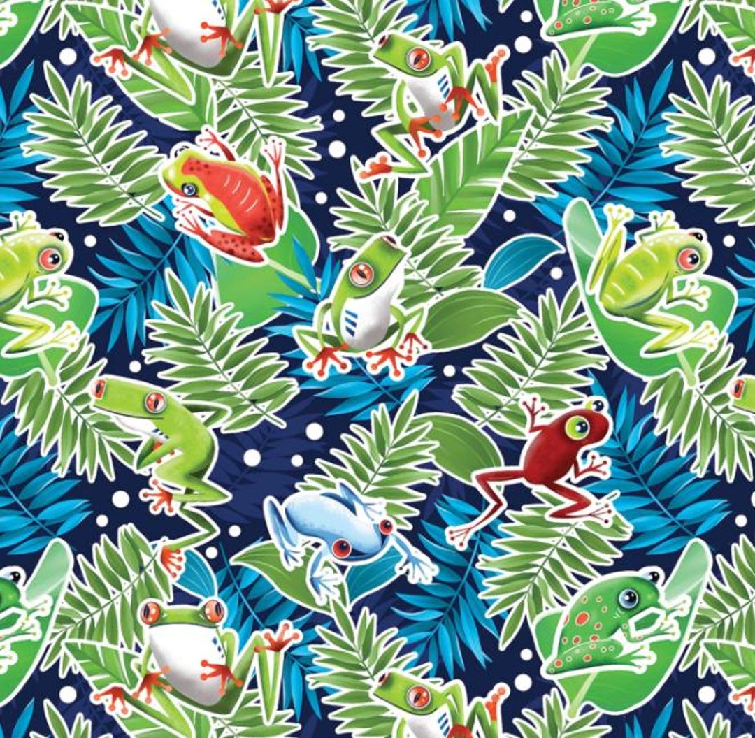 Rainforest Frog Navy Glow in the Dark Cotton Fabric - Etsy