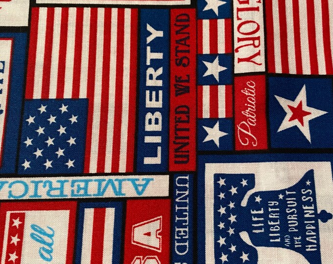 Patriotic Words Cotton Fabric - Etsy