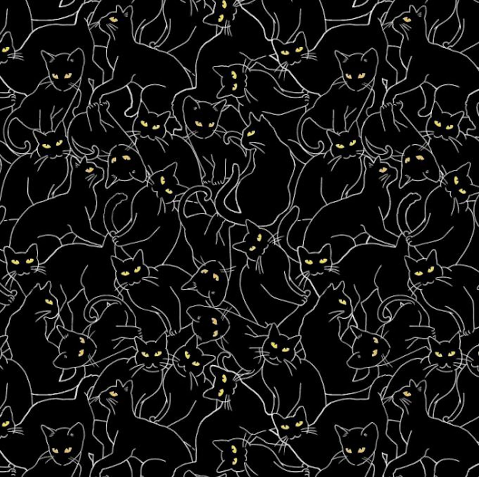 Cat Magic Black Cotton Fabric by the Yard - Etsy