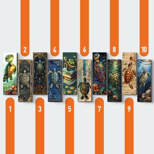 Turtle Themed Digital Bookmarks Printable Bookmark Set 10 Unique ...