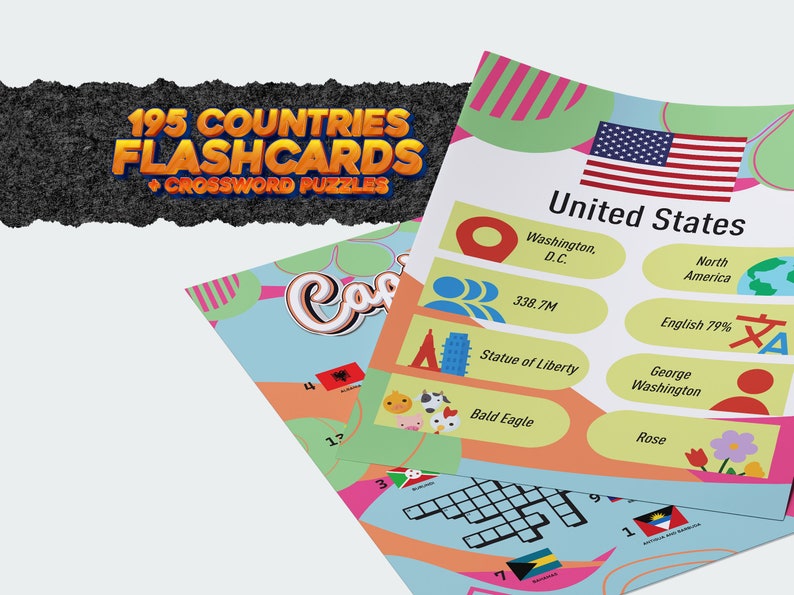 Country Flashcards. 195 Countries' Flags, Capitals, Landmarks, and More ...