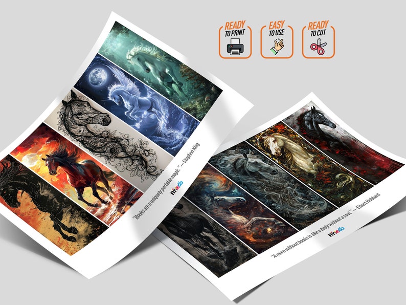 Horse Themed Digital Bookmarks Printable Bookmark Set 10 Unique Designs ...