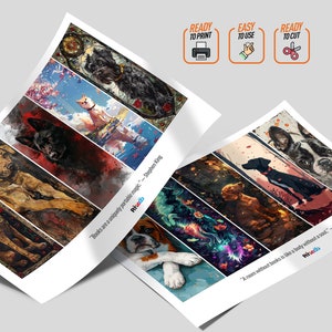 Dog Themed Digital Bookmarks Printable Bookmark Set 10 Unique Designs ...