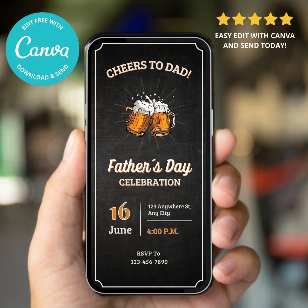 Fathers Day Invite, Cheers to Dad, Fathers Day Invitation, Father's Day ...