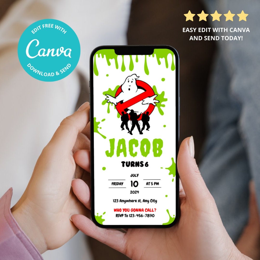 Ghostbusters Invitation Editable Template, Birthday Party Invitation ...