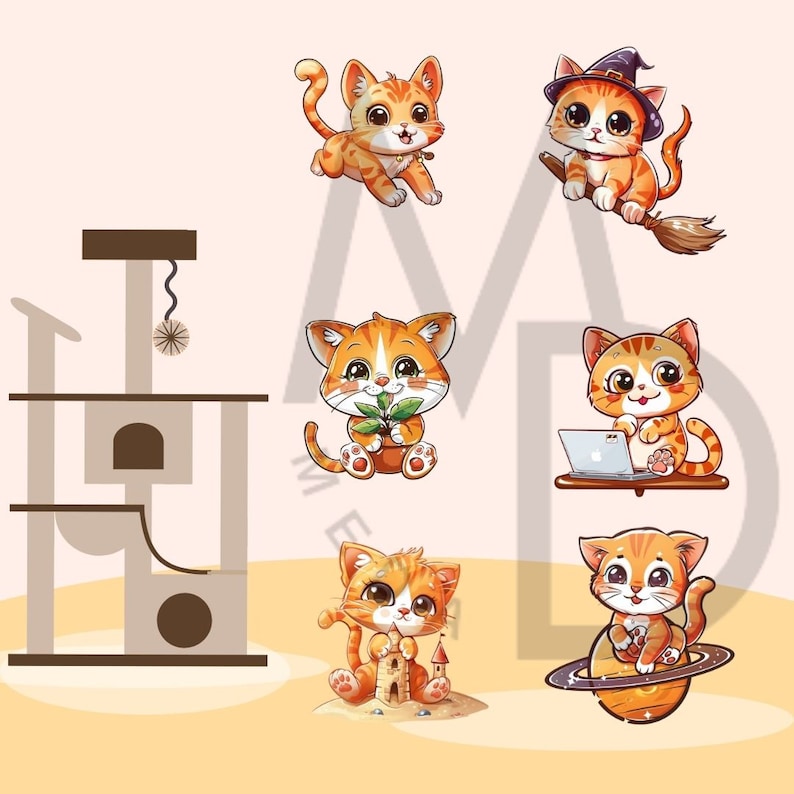 Cat Digital Stickers Cute Sticker Pack | Digital Planner Sticker ...