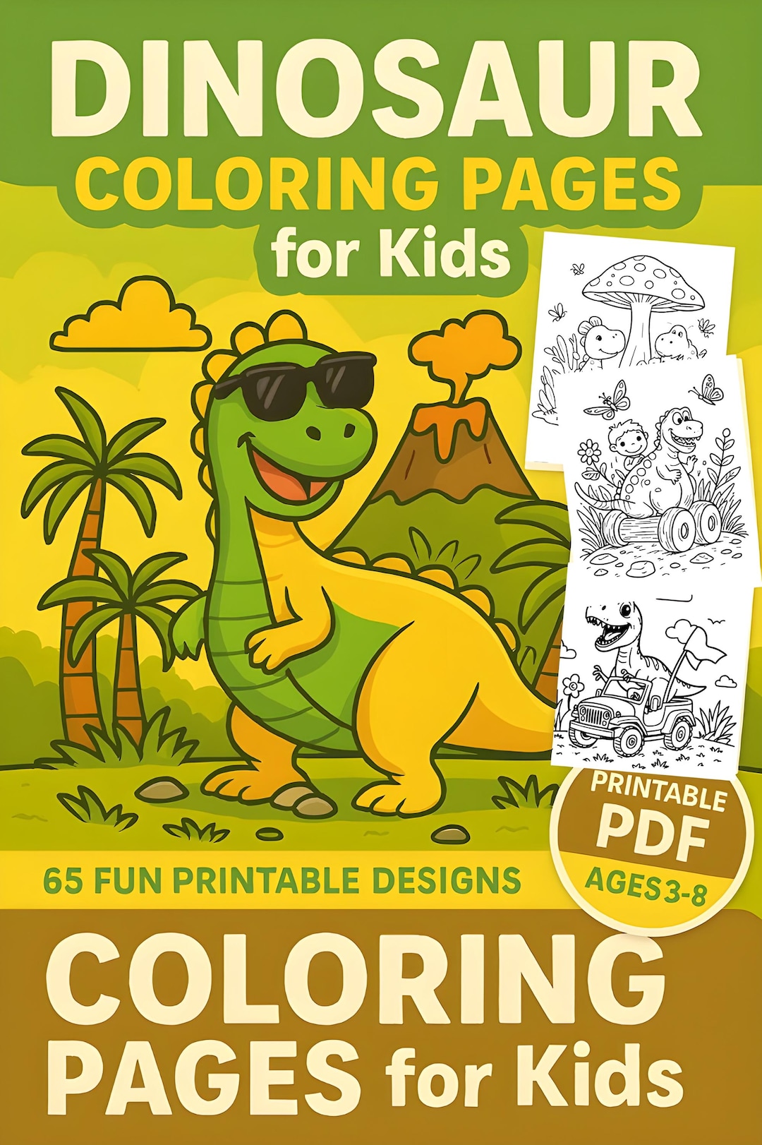 Dinosaur Coloring Pages for Kids – 65 Fun Printable Dinosaur Adventures ...