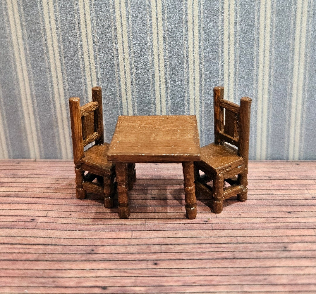 1:48 Quarter Scale Miniature Dollhouse Dining Table & 2 Chairs - Etsy