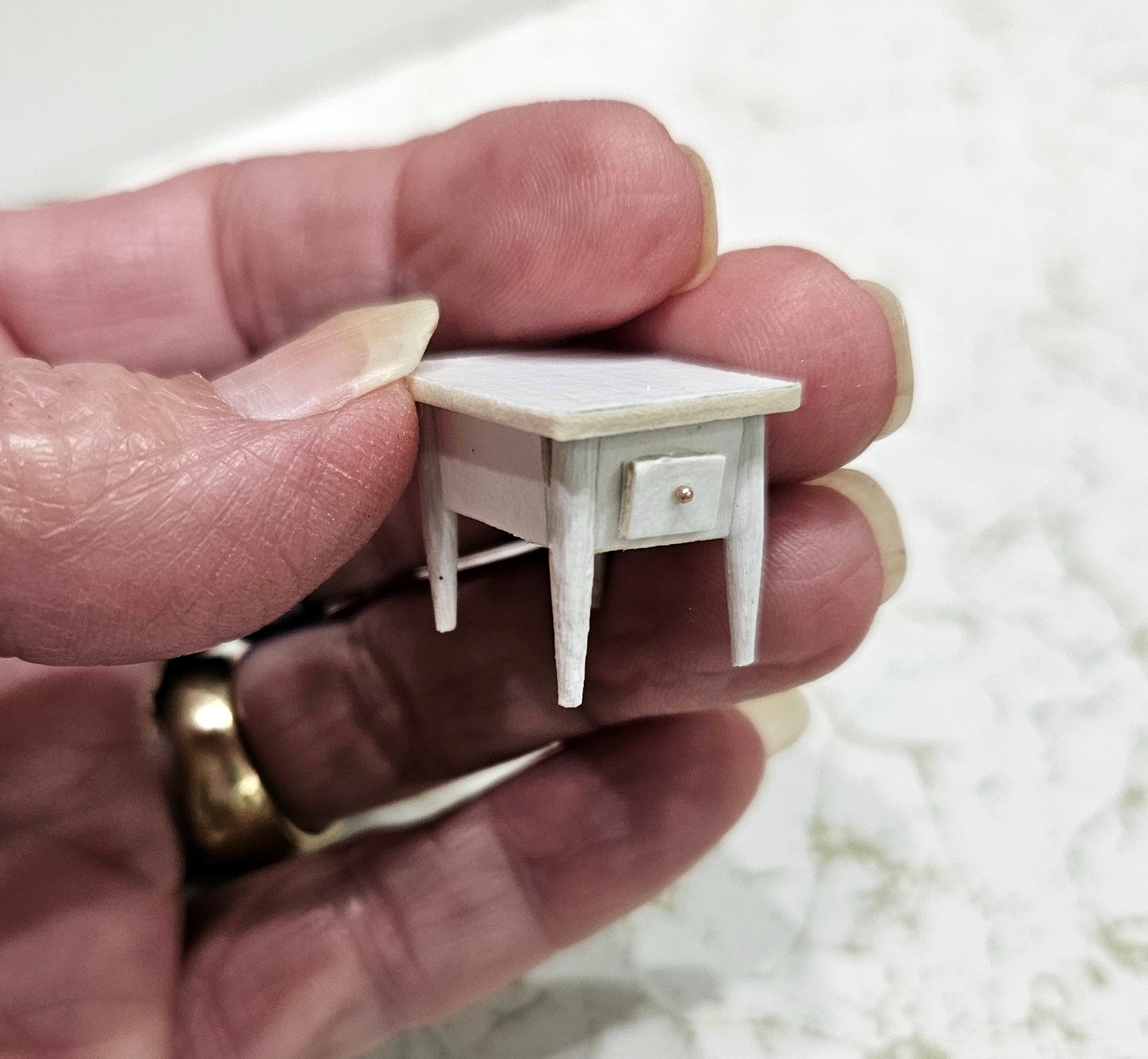 1:48 Quarter Scale Miniature Dollhouse Modern White Coffee & End Tables ...