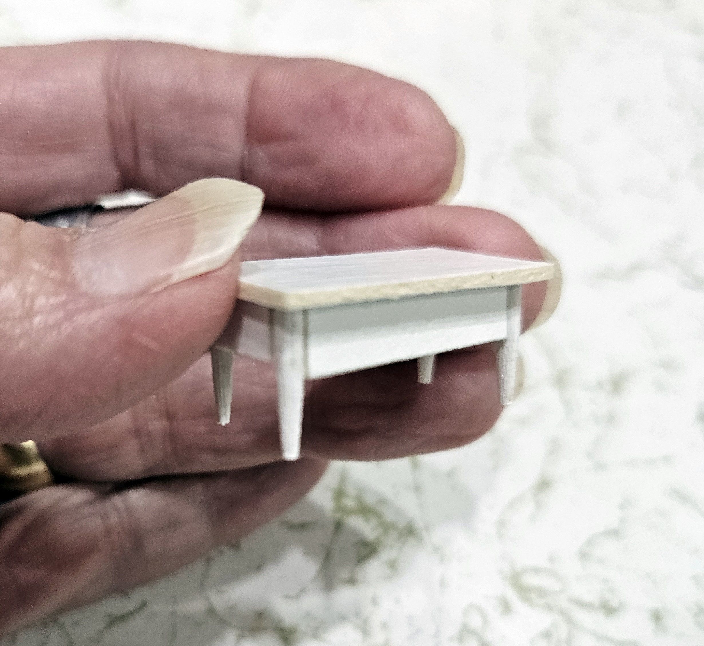 1:48 Quarter Scale Miniature Dollhouse Modern White Coffee & End Tables ...