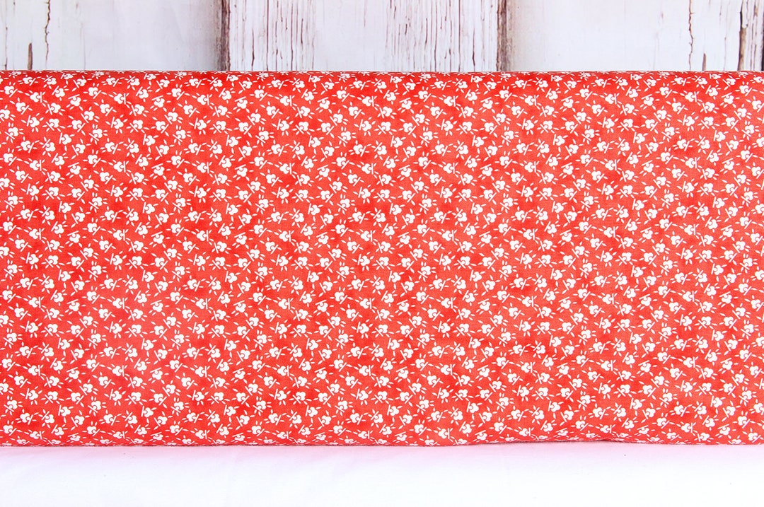 Moda Fabrics,stitched by Fig Tree and Co, Small Cream Floral on Red ...