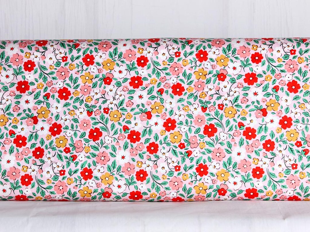 Poppie Cotton, Farmhouse Fancy, Country Flowers Pink FH25953 100% ...