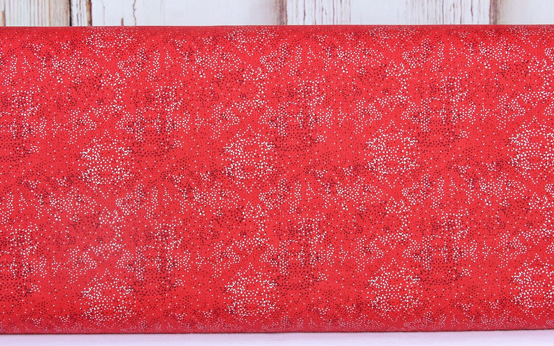 Moda Fabrics, Merrymaking by Gingiber, Red Sparkle Swirl With Silver ...