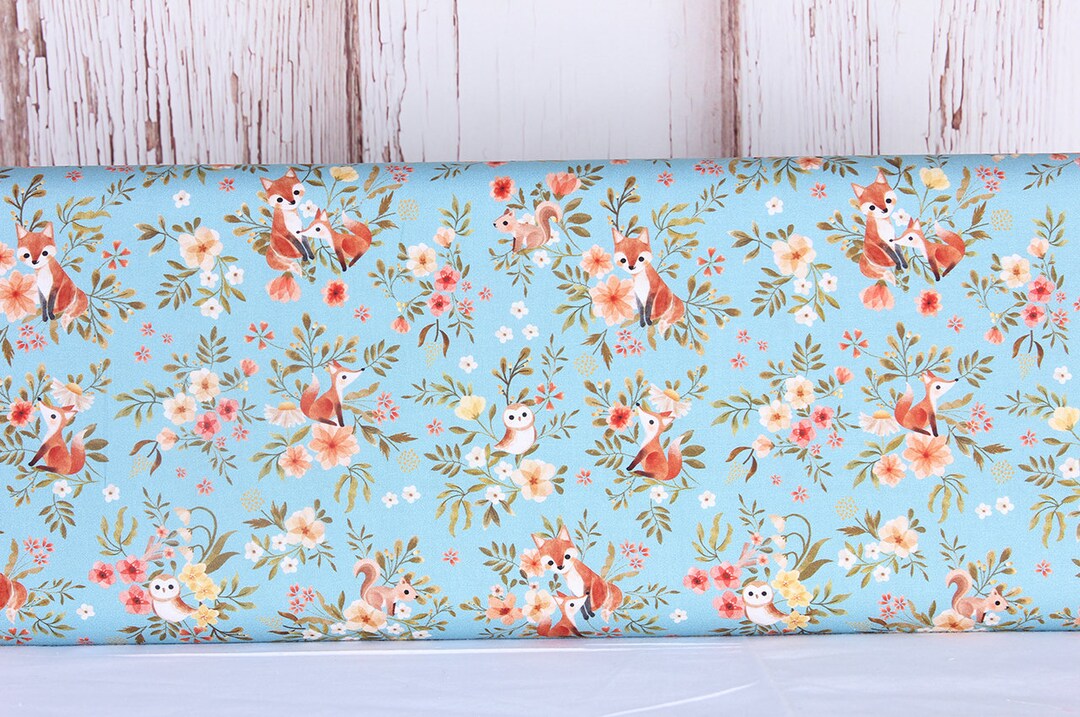 Windham Fabrics, Foxy, Fox and Friends Dark Teal, 53427-1, 100% Cotton Fabric - Etsy