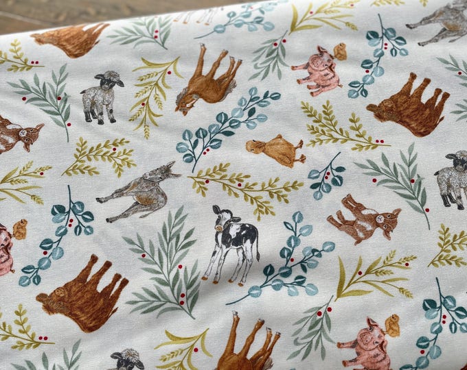 Moda Fabrics, Willows Farm by Deb Strain, Farm Animals Horses, Cows ...