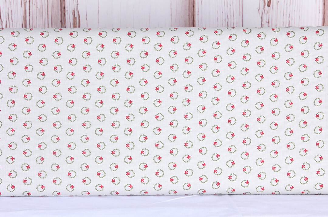 Moda Fabrics, Christmas Eve by Lella Boutique, Wreaths on Light Grey ...