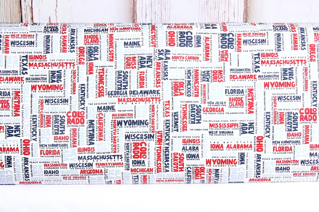 Moda Fabrics, Stateside by Sweetwater Fabrics, US State Names Cream ...