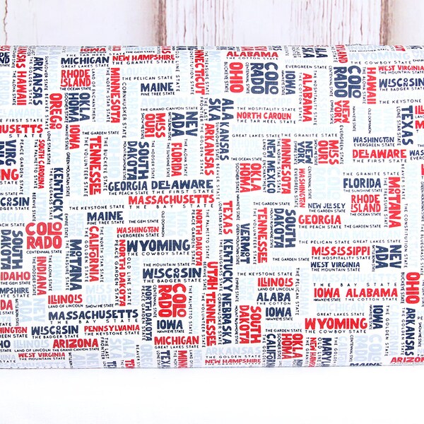 State Names Fabric - Etsy