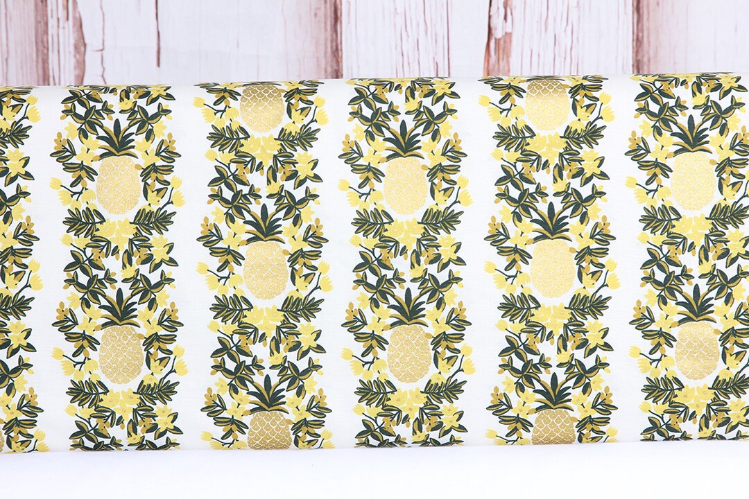 Rifle Paper, Cotton and Steel, Primavera, Cream Pineapple Stripes ...