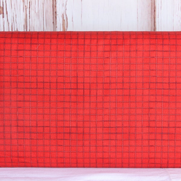 Red and White Windowpane Fabric - Etsy