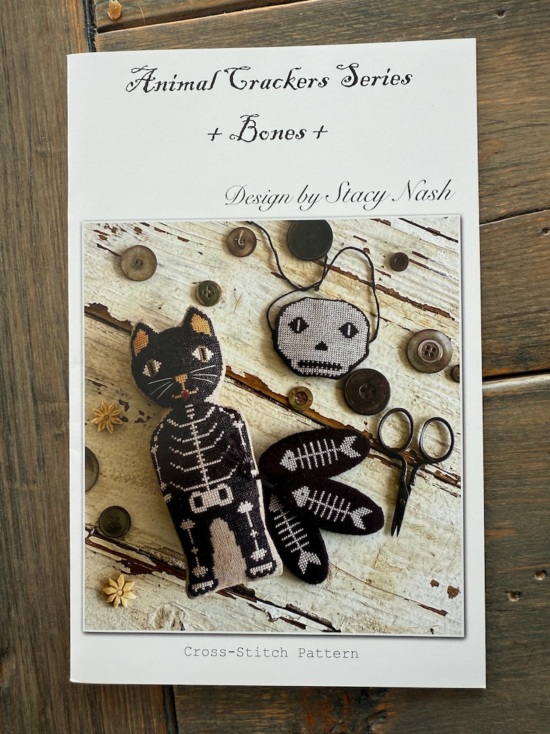 Stacy Nash, Animal Crackers Series, Bones, Cross Stitch Paper Pattern ...