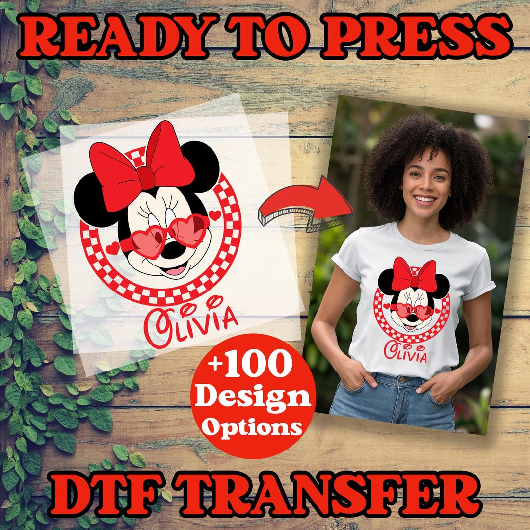 Minnie Valentine DTF, Disney Minnie DTF, Custom Minnie Mouse Dtf Print ...
