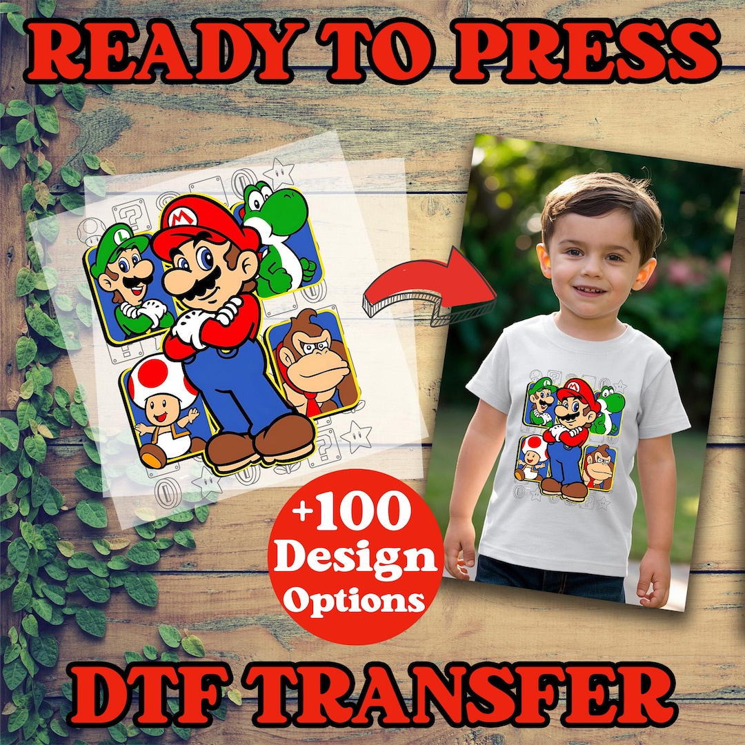 Super Mario Bros DTF Transfer, Super Mario Friends, Mario Gamer DTF ...