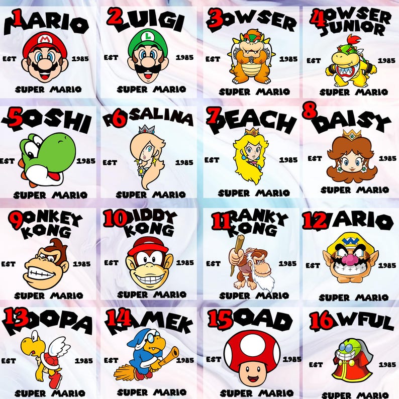 Super Mario Bros. DTF Transfer: Gamer Heat Transfer, Ready to Press - Etsy