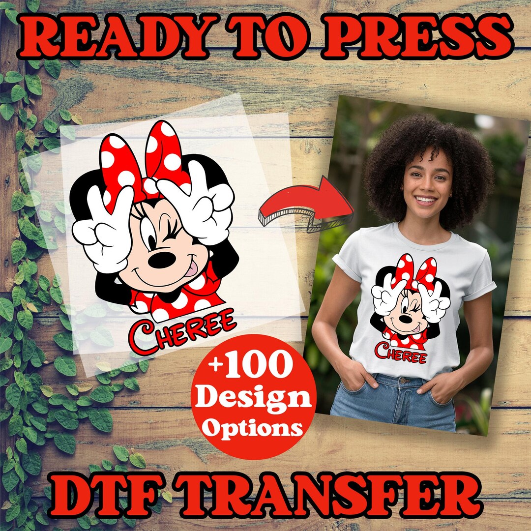 Custom Minnie Mouse DTF Transfer, Ready to Press - Etsy