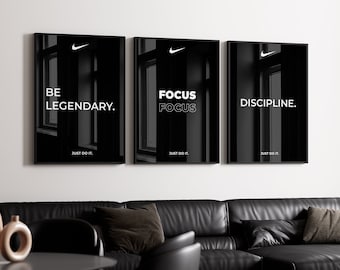 Nike Poster Motivational Quote BLACK DESIGN, Just Do It Poster, Set of ...