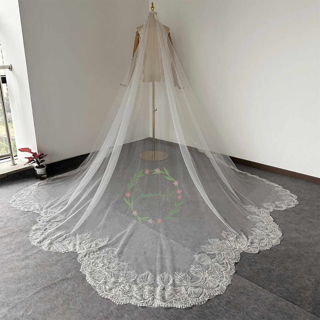 Unique Shape Wedding Veils Glitter Bridal Veils Sliver Beading Veils ...