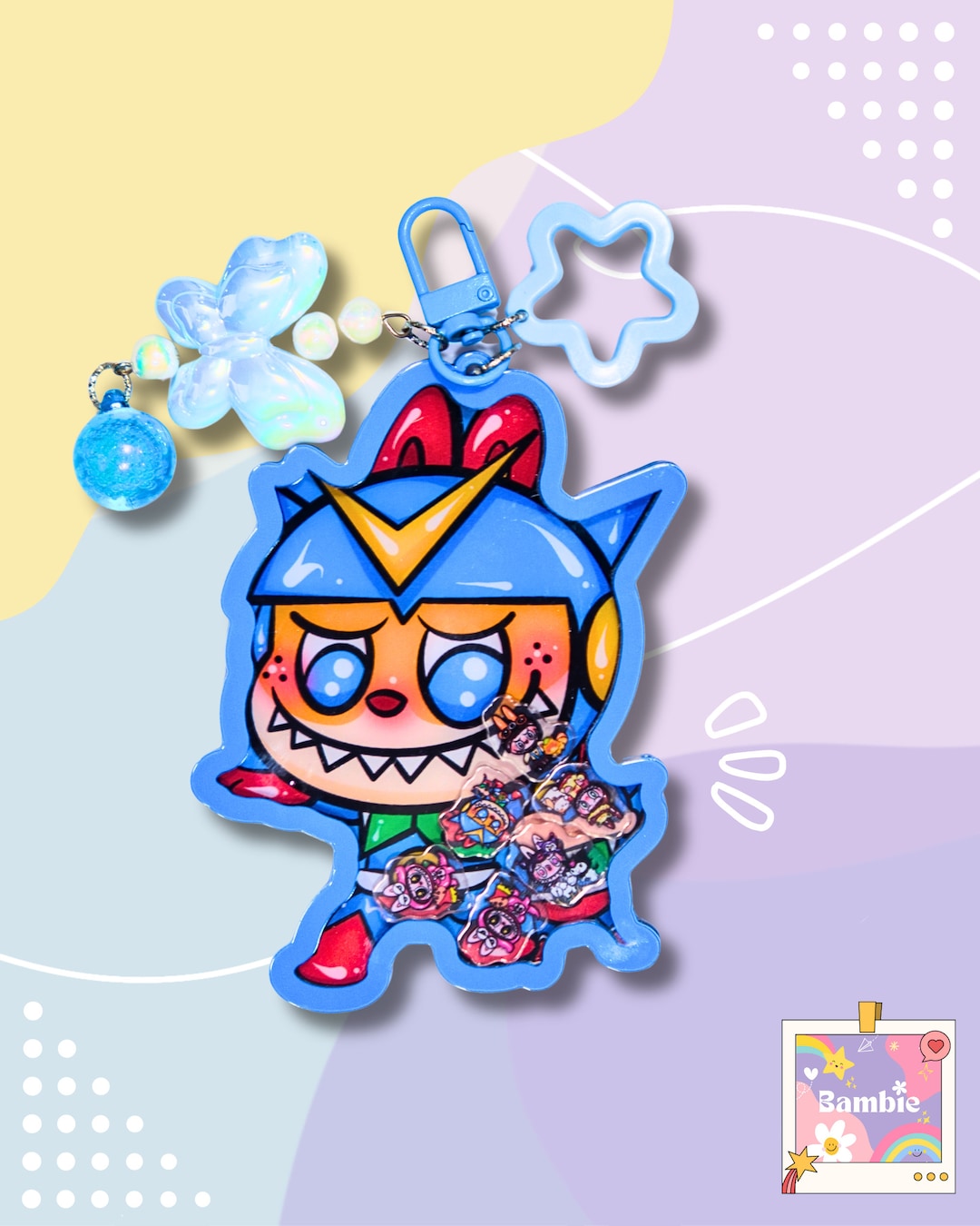 Popmart Labubu blue Shaker Acrylic Keychain - Etsy