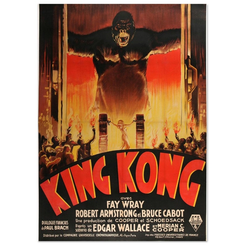 King Kong 1933 Movie Poster. Merian C. Cooper and Ernest B. Schoedsack ...