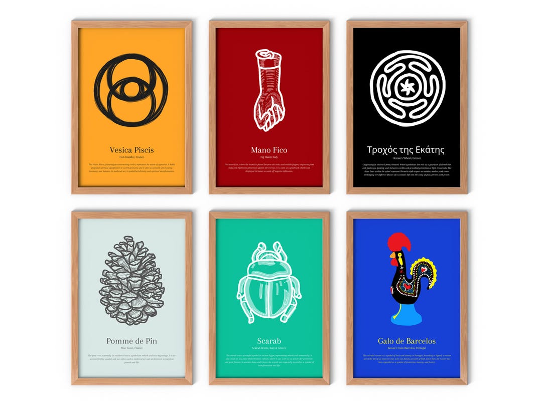 Symbols of Culture Art Bundle, 6-piece Digital Wall Art Set, Modern ...