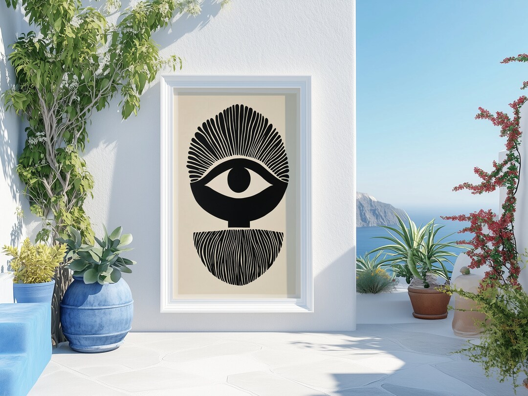 Evil Eye Modern Art Print, Protective Symbol Wall Art, Minimalist Black ...
