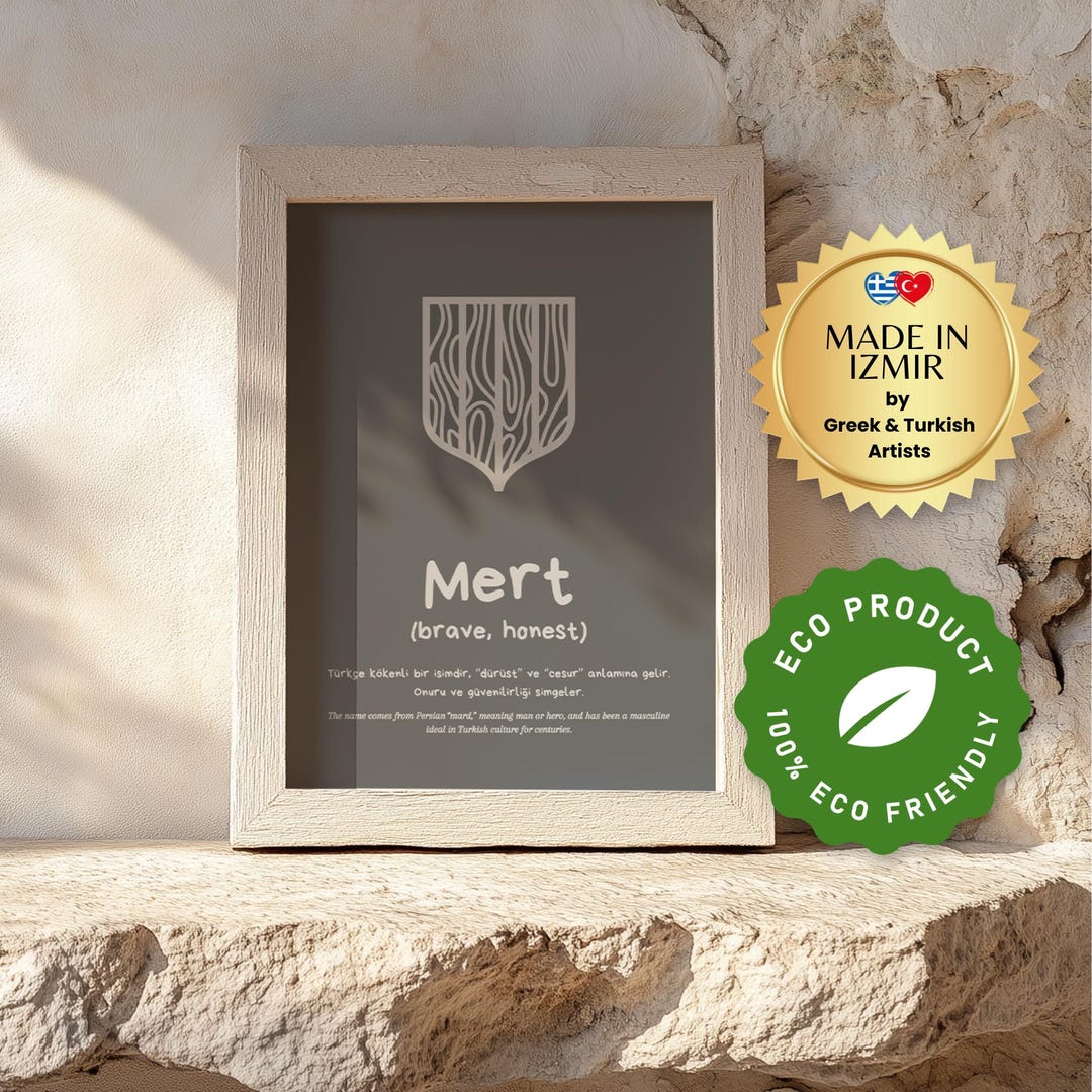 Turkish Word Art Print Mert Brave Honest, Modern Minimalist Language ...