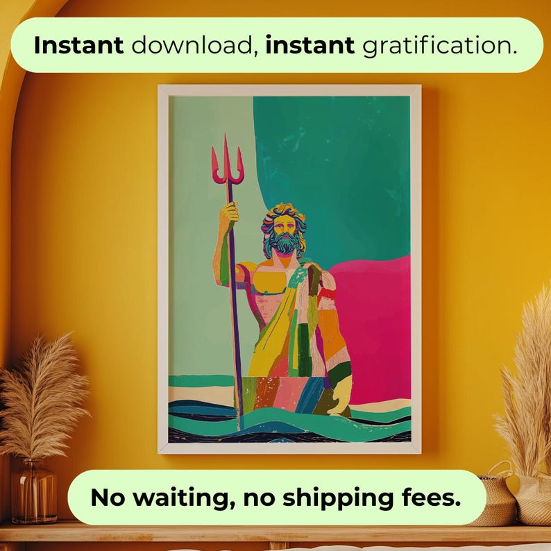 Poseidon Pop Art Print: Greek Mythology Poster (digital Download) - Etsy