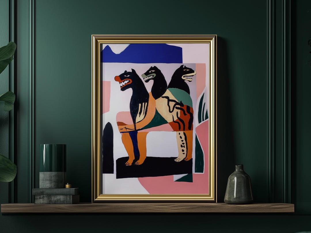 Cerberus Greek Mythology Digital Print, Three-headed Guardian of the ...