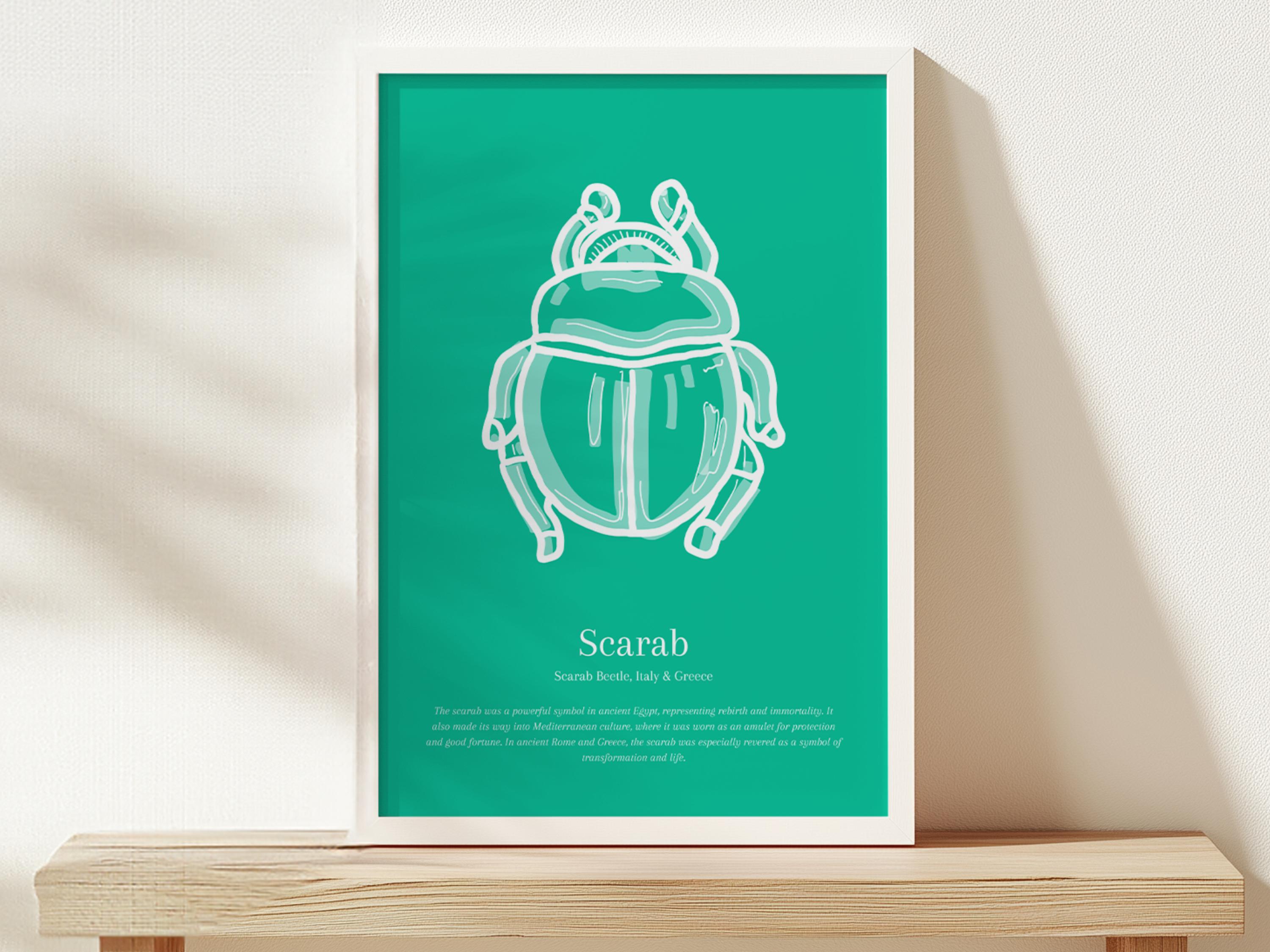 Scarab Beetle Digital Print, Symbol of Rebirth and Immortality, Ancient ...