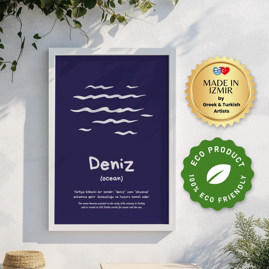 Turkish Word Meaning Poster Deniz Ocean, Minimalist Wall Art, Turkish ...