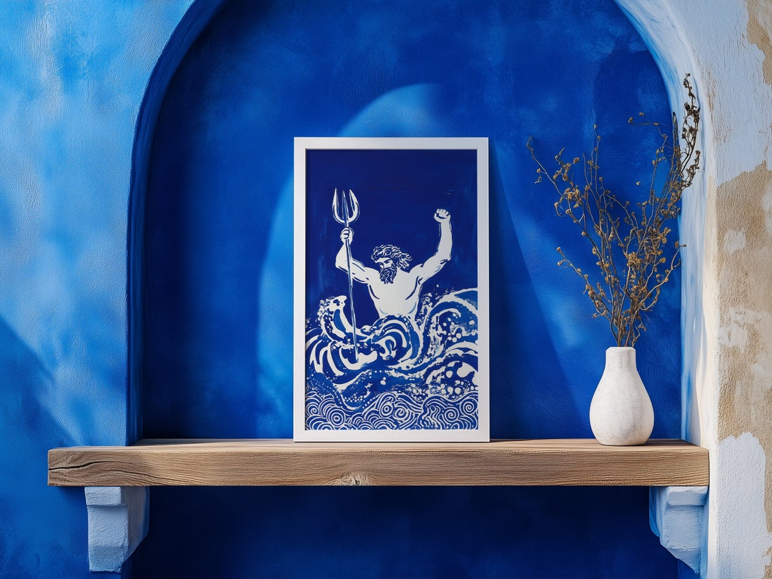 Poseidon Greek God Digital Print, Minimalistic Greek Mythology Wall Art ...