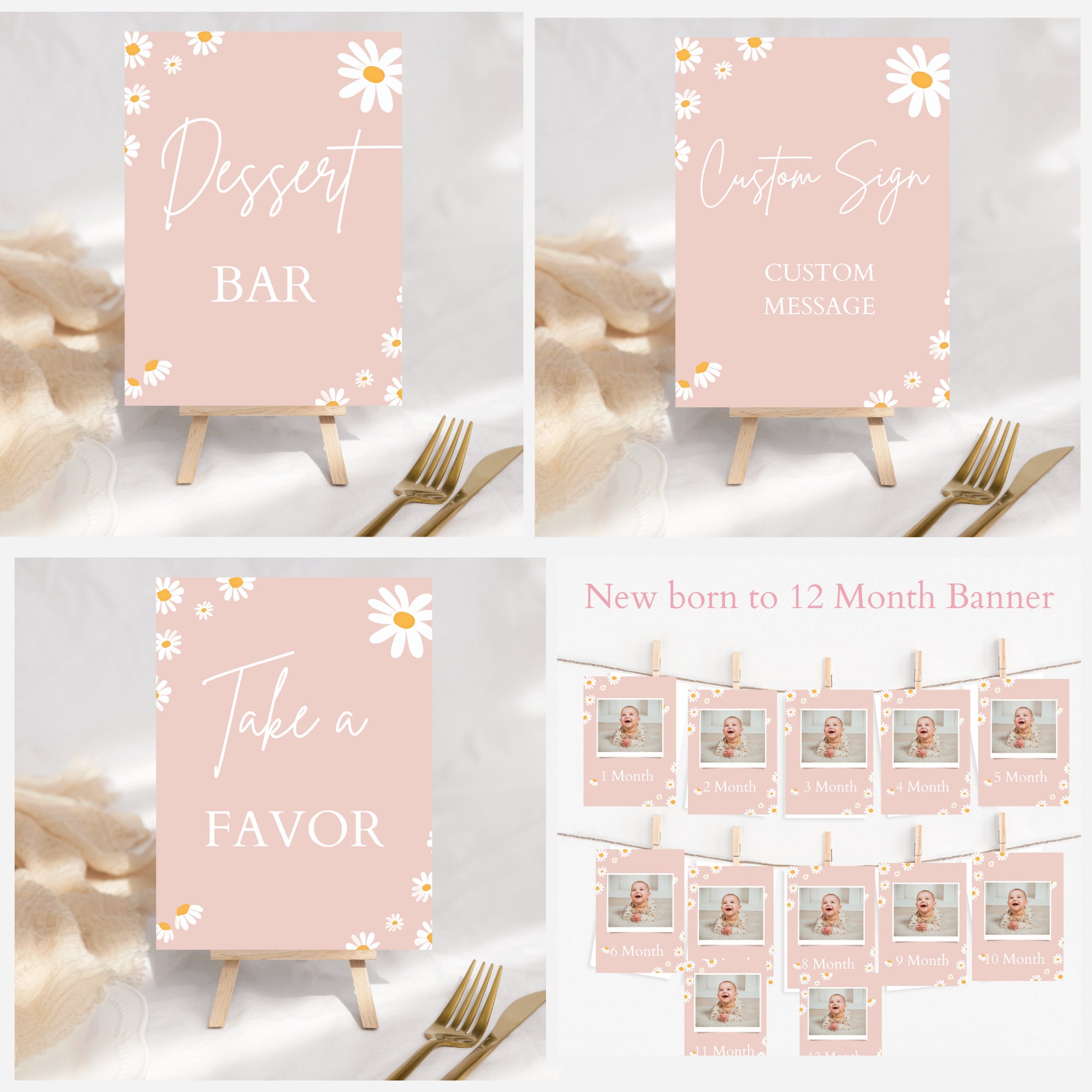 Editable Daisy First Birthday Bundle Kit, Isn't She Lovely Isn't She ...