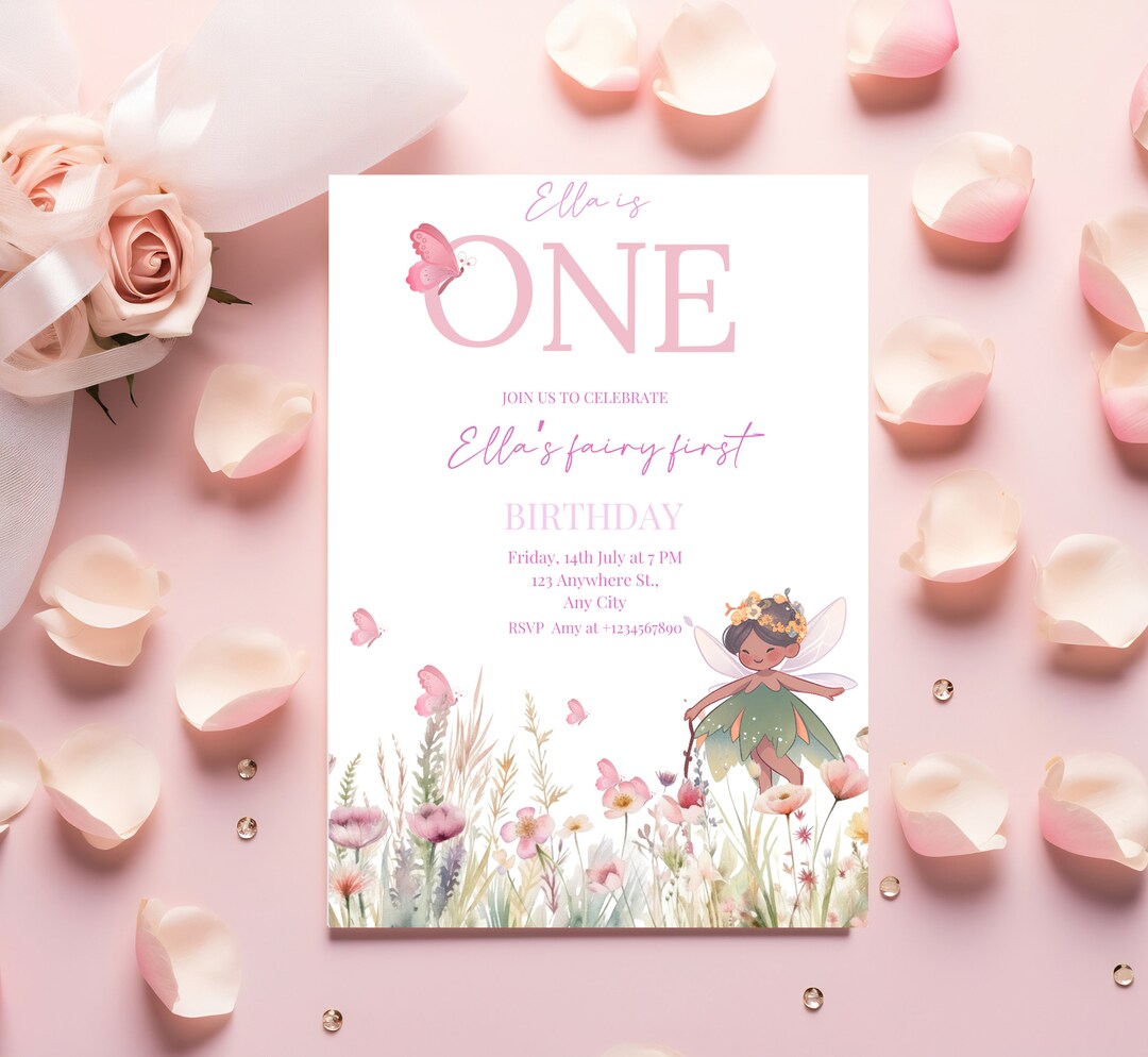 Editable Fairy Birthday Invitation Wildflower Garden Fairy Floral ...