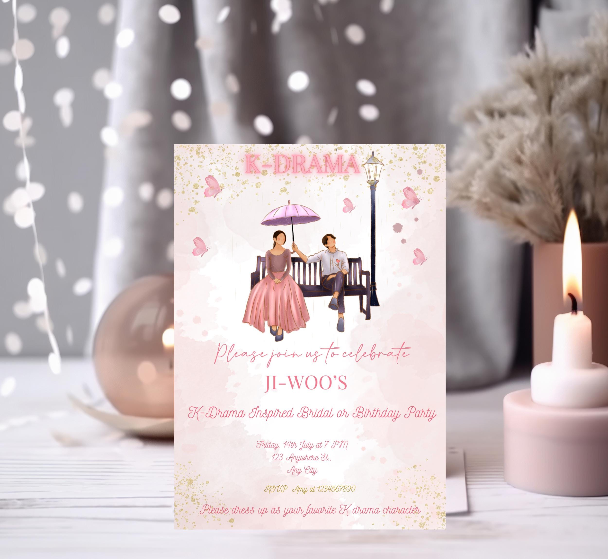 Editable Korean Drama Inspired Bridal Shower Invitation, K Drama ...